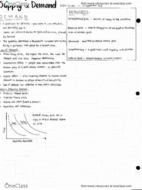 Econ 101 Lecture 6 Econ 101 001 Lecture 6 Supply And Demand Pt1 Oneclass