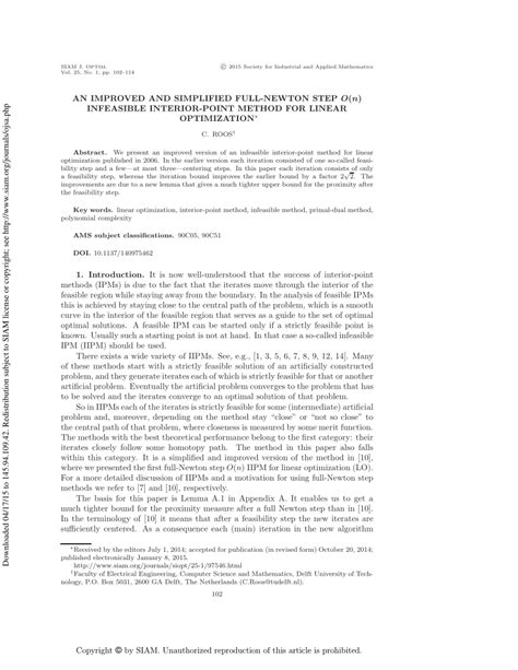 Pdf An Improved And Simplified Full Newton Step On Infeasible