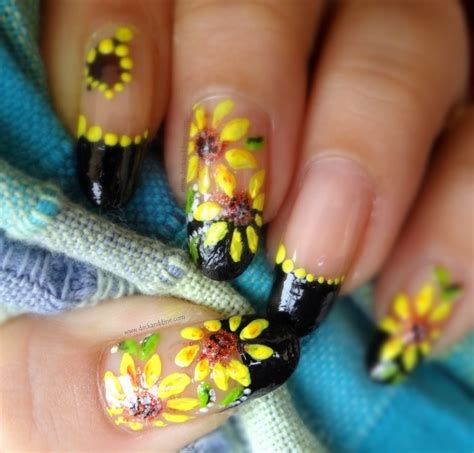 Summer Sunflower Nail Art Step By Step Tutorial Deck And Dine