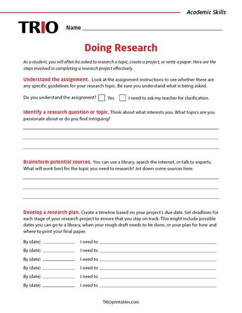 Doing Research Activity Sheet Trio Printables