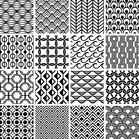 Premium Vector Set Of 16 Geometric Patterns Digital Art Hand Drawn Vector Illustration Icon