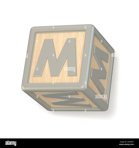 Letter M Wooden Alphabet Blocks Font Rotated 3d Render Illustration