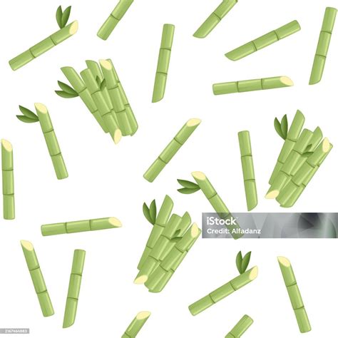 흰색 배경에 완벽 한 패턴 원시 녹색 사탕 수수 벡터 일러스트 레이 션 곡물 수확량에 대한 스톡 벡터 아트 및 기타 이미지 곡물 수확량 관절 그루터기 식물 부위