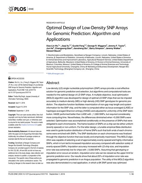 Pdf Optimal Design Of Low Density Snp Arrays For Genomic Prediction