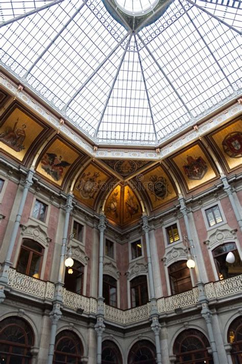 A Very Large Open Building With Some Windows And A Skylight Stock Image