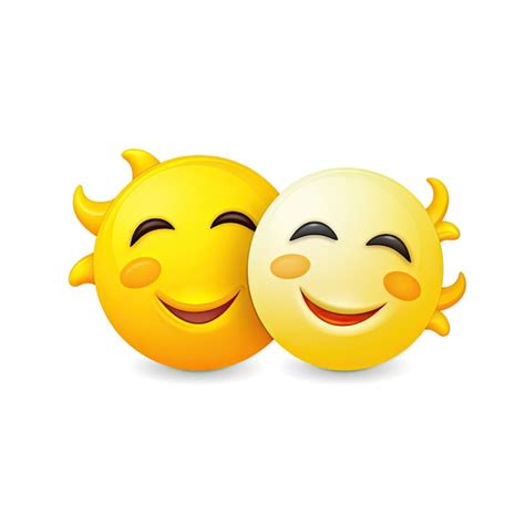 Premium Ai Image Sun And Moon Emoji Set White Background