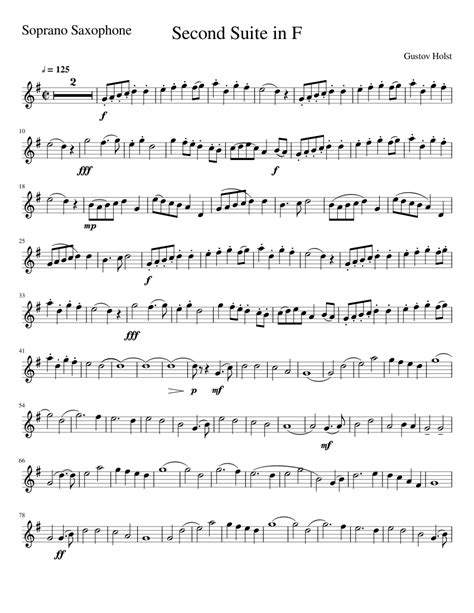 Second Suite In F Soprano Saxophone Sheet Music For Soprano Saxophone