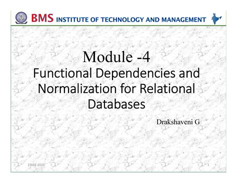 Module 4 Dbms Module Functional Dependencies And Normalization For