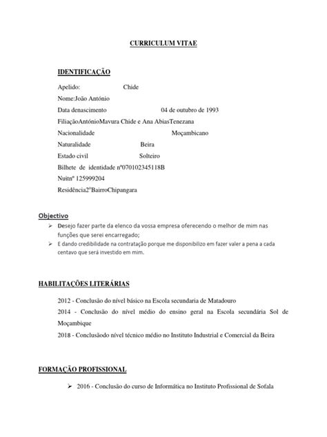 Joao Chide Cv Pdf