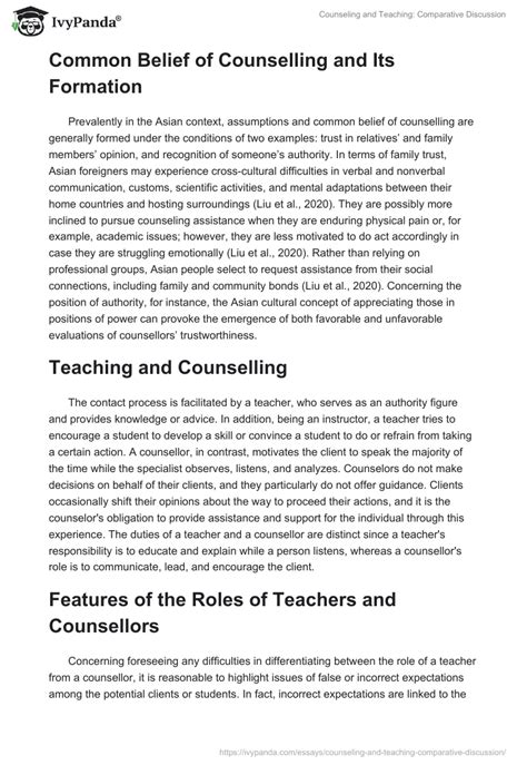 Counseling And Teaching Comparative Discussion 1450 Words Essay