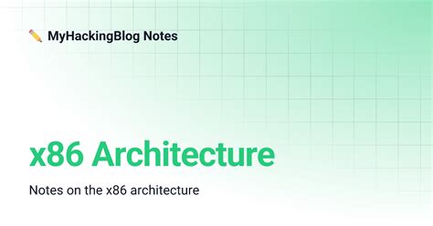 X86 Architecture Myhackingblog Notes X86 Architecture Myhackingblog Notes