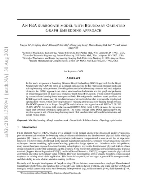 Pdf An Fea Surrogate Model With Boundary Oriented Graph Embedding Approach