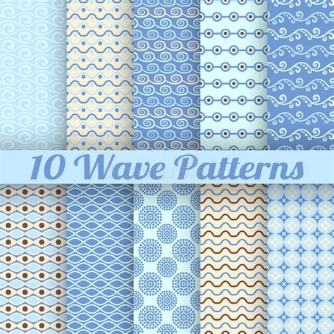 Wave Different Seamless Patterns Tiling Vector Stock Vector Illustration Of Diagonal