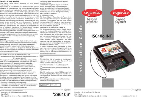 Ingenico Isc480clint Payment Terminal User Manual Manual