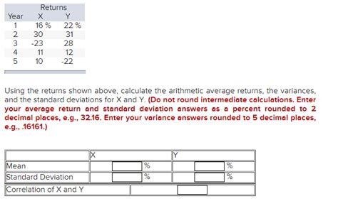 Solved Using The Returns Shown Above Calculate The Chegg