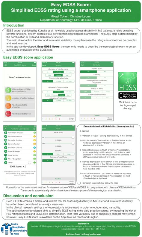 Pdf Easy Edss Score Simplified Edss Rating Using A Smartphone Application