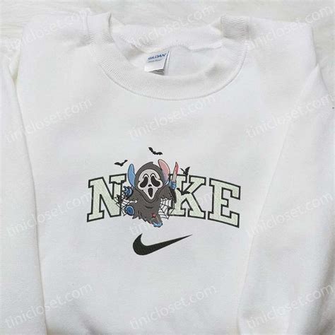 Nike X Ghostface Stitch Embroidered Sweatshirt Halloween Embroidered T Shirt Nike Inspired