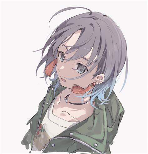 Safebooru 1girl Asakura Toru Blue Eyes Blue Hair Commentary Earrings