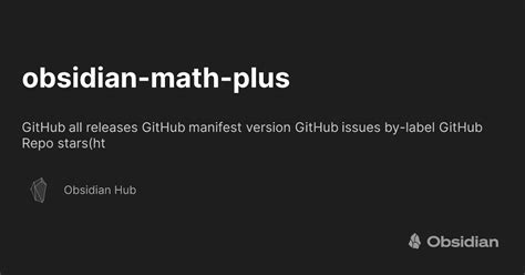 Obsidian Math Plus Obsidian Hub Obsidian Publish