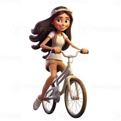 Animated 3d Cartoon Girl Riding Bike On Adventure Trail 51966219 Png