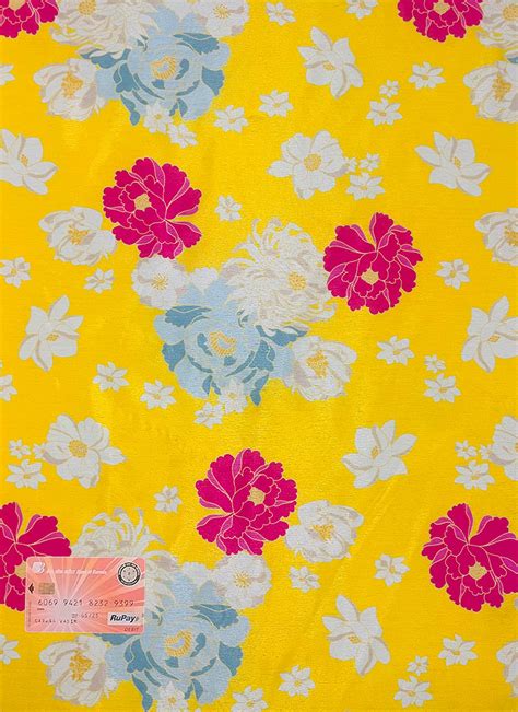 Shop Yellow Color Digital Print Chinon Fabric In Uk Cbazaar