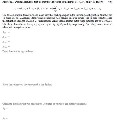 Solved Problem 1 Design A Circuit So That The Output V Is