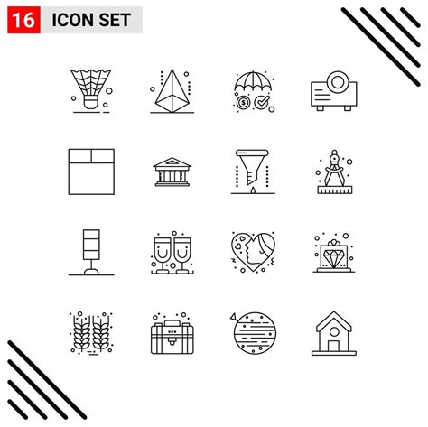 set of 16 vector outlines on grid for grid presentation modeling device security editable vector