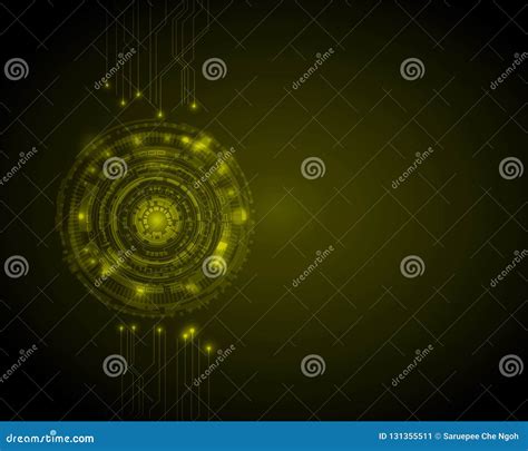 Abstract Circle Digital Technology Background With Back Space Futuristic Structure Elements