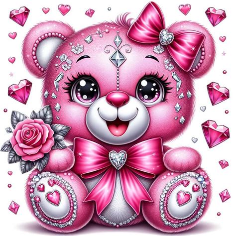 Pink Teddy Bear With Diamonds