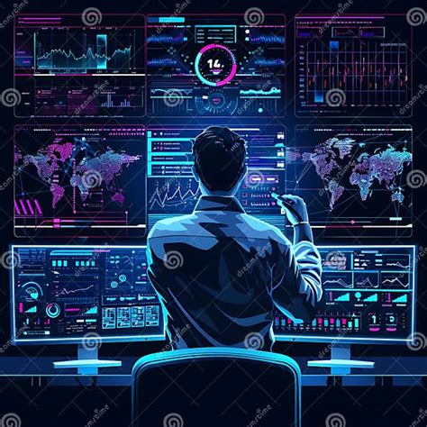 A Scientist In A Laboratory Analyzes Data On Multiple Screens While