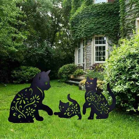Cat Yard Art Garden Statues Backyard Lawn Stakes M Grandado