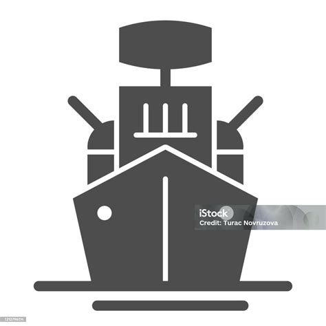 군함 솔리드 아이콘입니다 무장 선박 바다 전함 또는 구축함 기호 흰색 배경에 글리프 스타일의 그림 모바일 개념 및 웹 디자인에 대한 군사 또는 전쟁 기호 벡터 그래픽