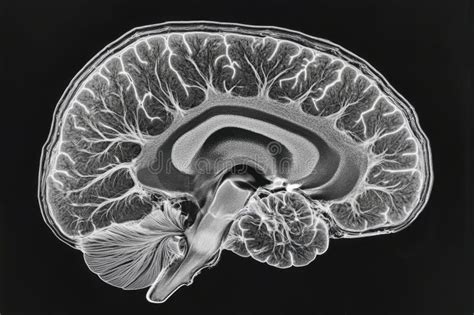 A Detailed Illustration Of A Brain Showcasing Its Intricate Structure And Neural Pathways Stock