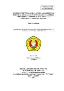 Analisis Intensitas Cahaya Pada Area Produksi Terhadap Keselamatan Dan Kenyamanan Kerja Sesuai