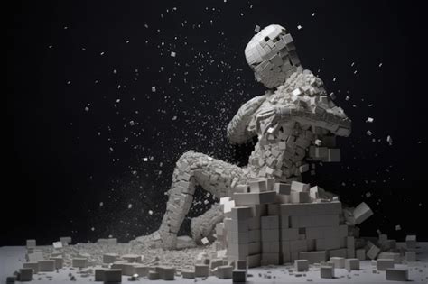 Premium Ai Image The Man Made Of Disintegrating Tessellated Cubes Concept Of Disintegration Of