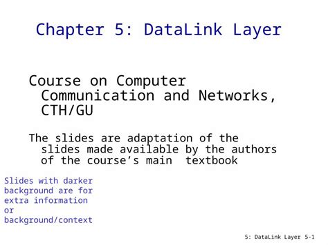 Pptx Chapter 5 Datalink Layer Course On Computer Communication And