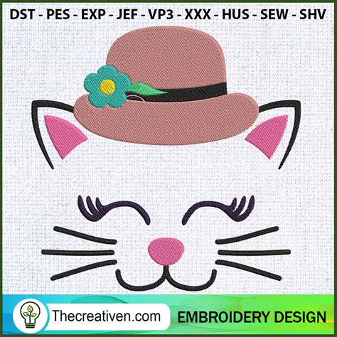 Cat Head Hat Embroidery Designs Cat Machine Embroidery Design Machine