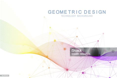 역동적인 라인과 포인트 추상 분자 네트워크 패턴입니다 사운드 흐름 파도 과학 및 기술 그래픽 디자인의 감각 벡터 기하학적 그림 개념에 대한 스톡 벡터 아트 및 기타 이미지