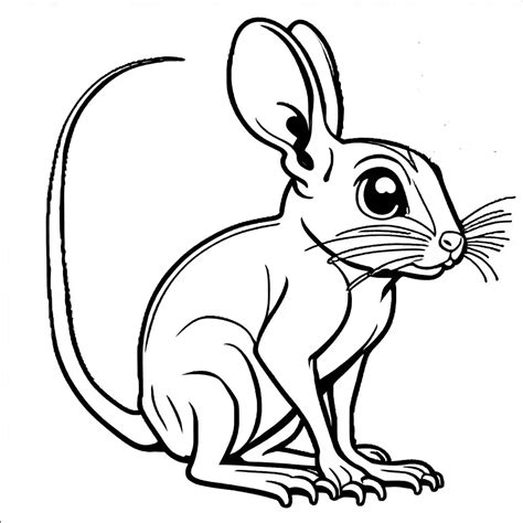 Cute Sitting Jerboa Coloring Page Lulu Pages