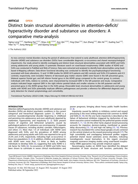 Pdf Distinct Brain Structural Abnormalities In Attention Deficit Hyperactivity Disorder And