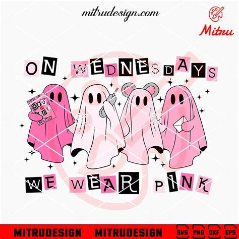 On Wednesdays We Wear Pink Ghost Svg Cute Pink Ghost Halloween Svg