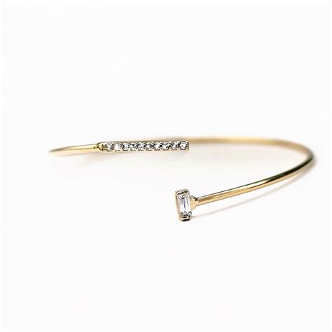 Diamond Bangle Cuff Bracelet Etsy