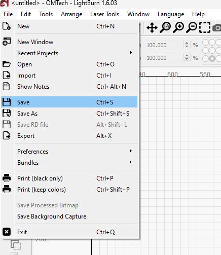 How Do I Save Project File In Lightburn Lightburn Software Questions Lightburn Software Forum