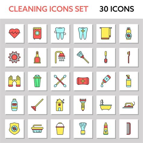 Colorful Cleaning Icon Or Symbol Set In Flat Style 24935581 Vector Art