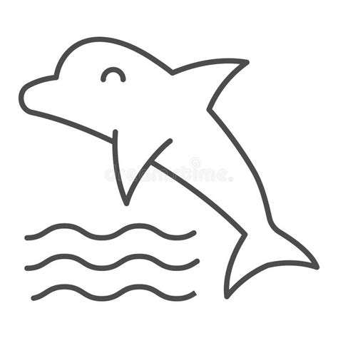 Dolphin Thin Line Icon Aquatic Mammal Vector Illustration Isolated On White Stock Vector