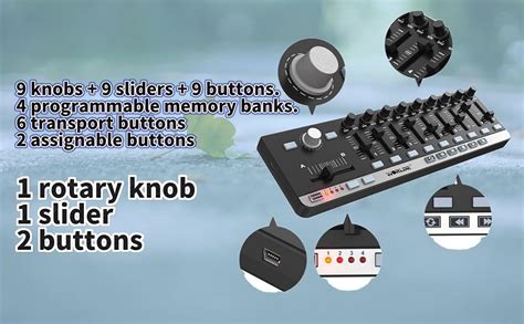 Btuty Portable Mini USB 9 Slim Line Control MIDI Controller Keyboard Controller Amazon Ca