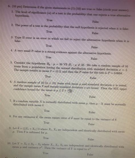 solved 5 10 pts determine if the given statements in