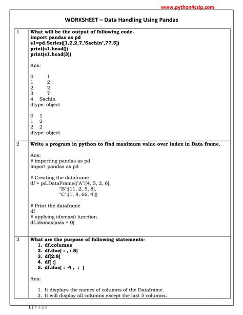 SOLUTION Worksheet Pandas Studypool