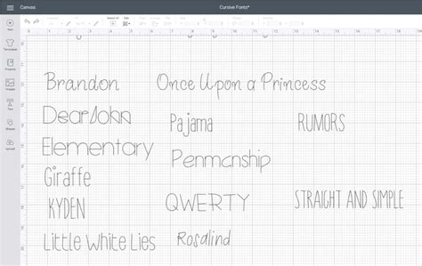 Cricut Font Cheat Sheet