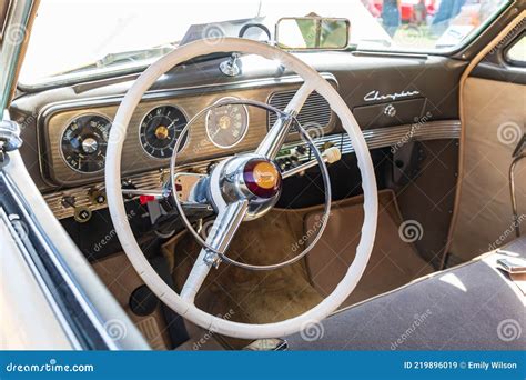 Interior Of A Studebaker Champion At A Car Show Editorial Stock Image